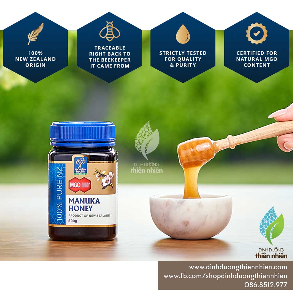 Mật Ong Manuka MGO 100+ Manuka Health Honey, 500g - Dinh Duong Thien Nhien